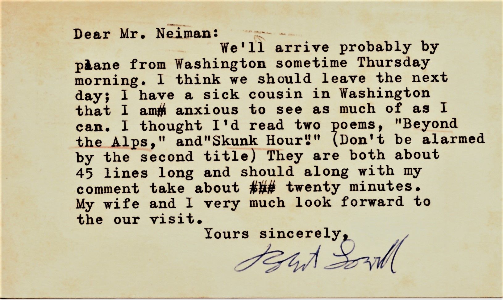 Original Postcard Autographed by Pulitzer Prize Winning Poet Robert ...