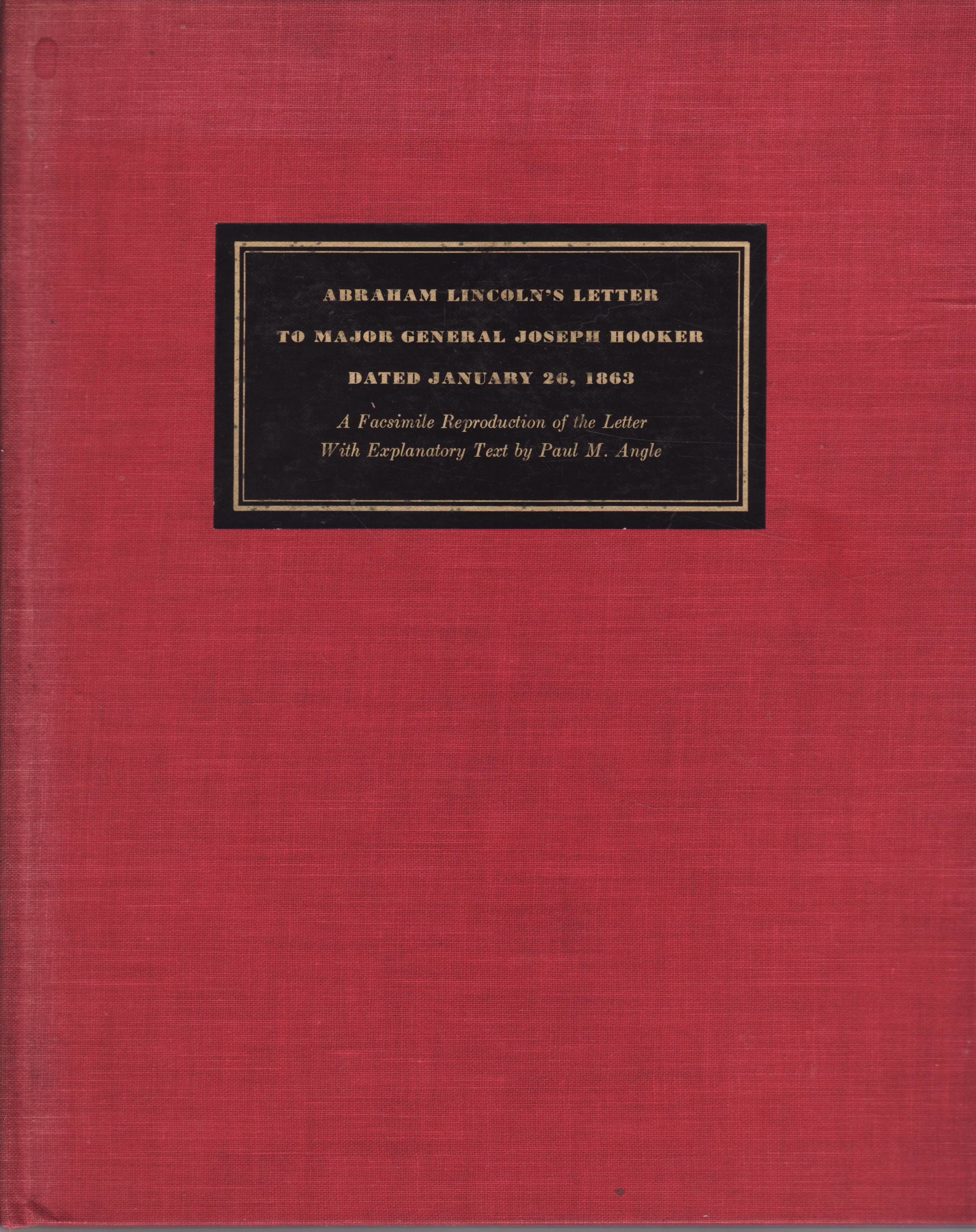 Abraham Lincoln's Letter to Major General Joseph Hooker Dated January ...