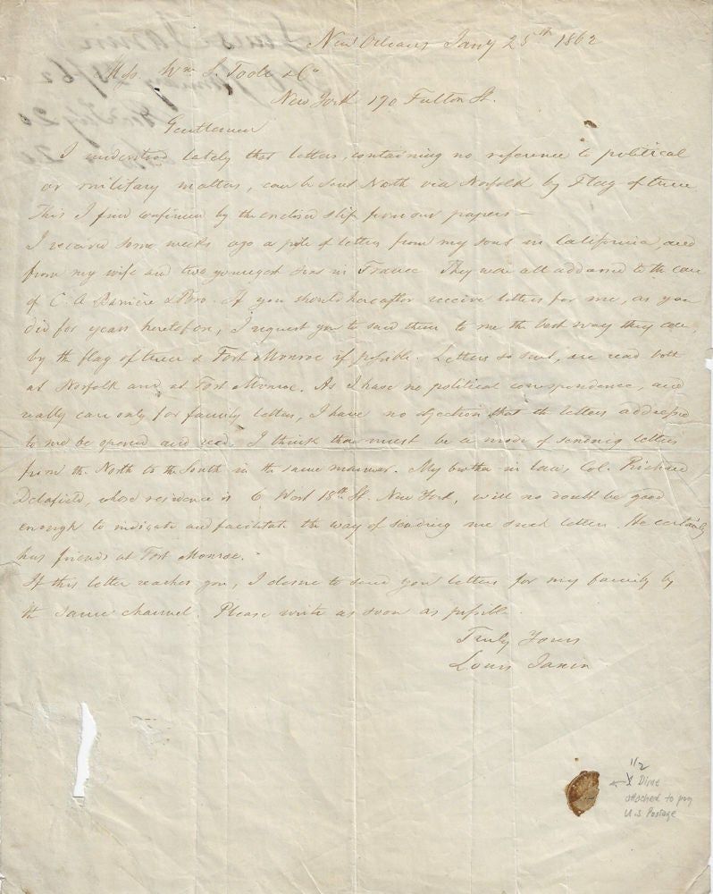 1862 – Letter from a New Orleans attorney providing outdated ...