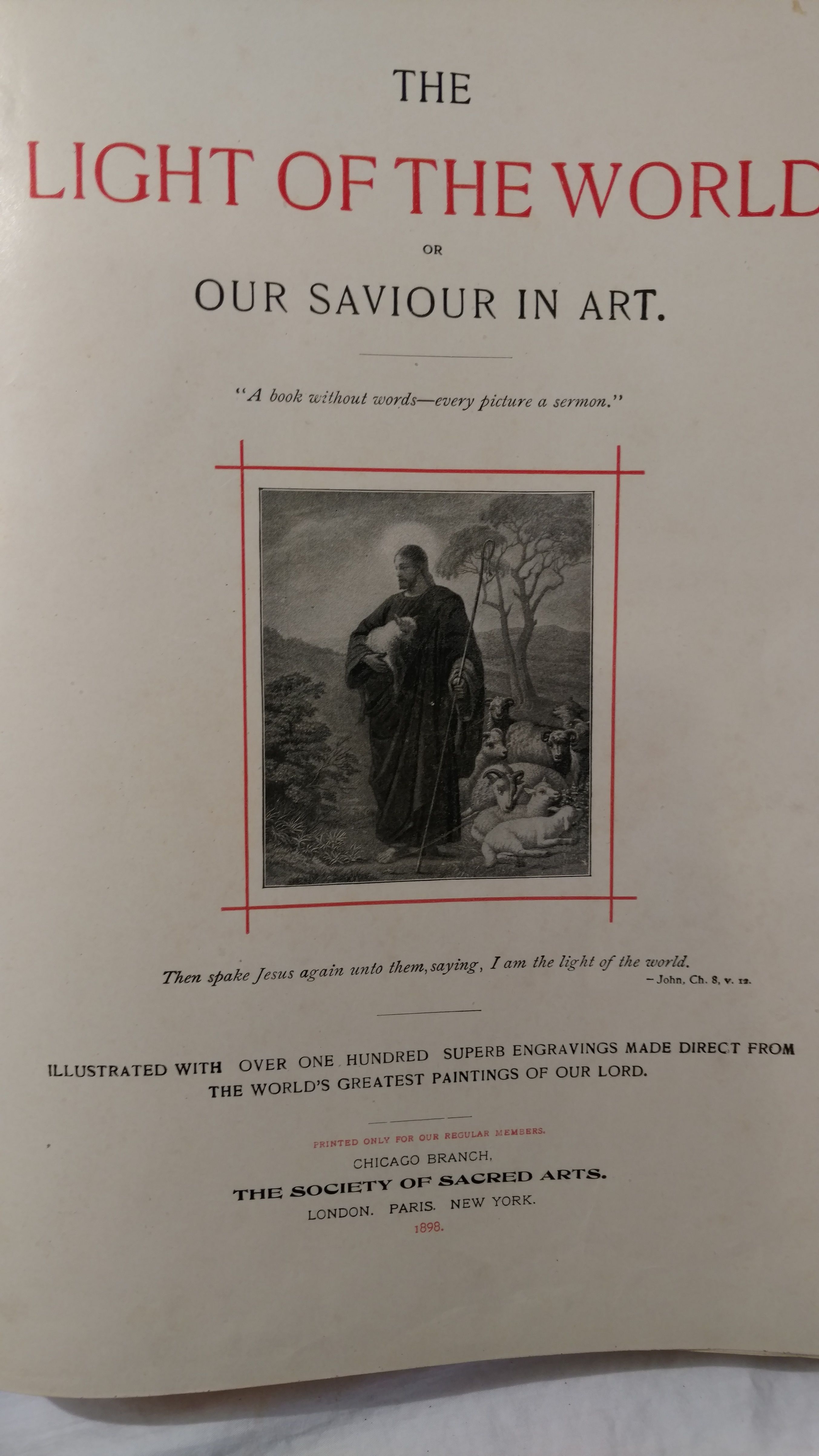 THE LIGHT OF THE WORLD or OUR SAVIOUR IN ART by THE SOCIETY OF SACRED ...