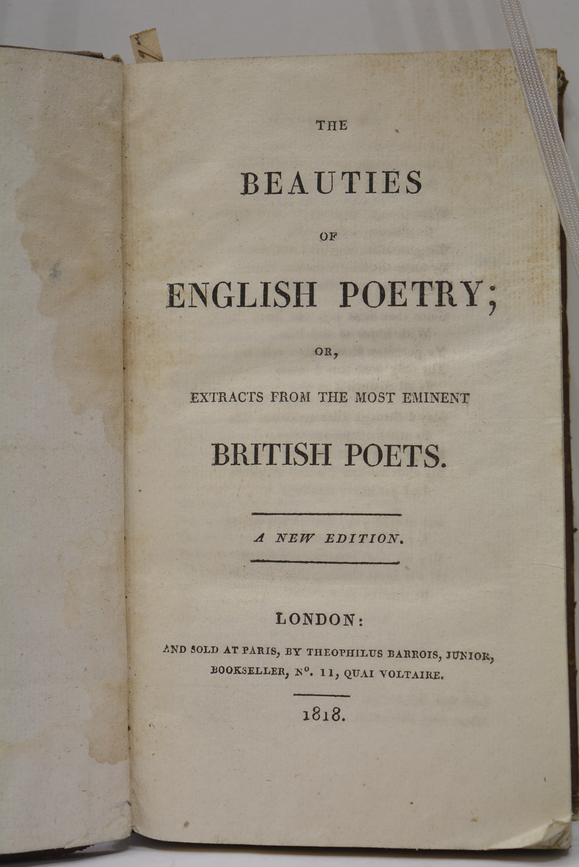 BIBLIO | BEAUTIES (The) of English Poetry; or, Extracts from the most ...