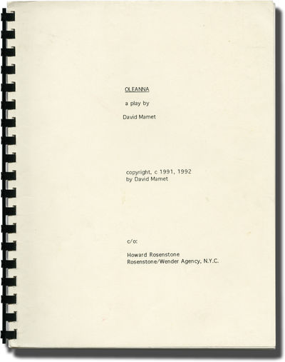 Oleanna (Original script for the 1992 play) by David Mamet ...