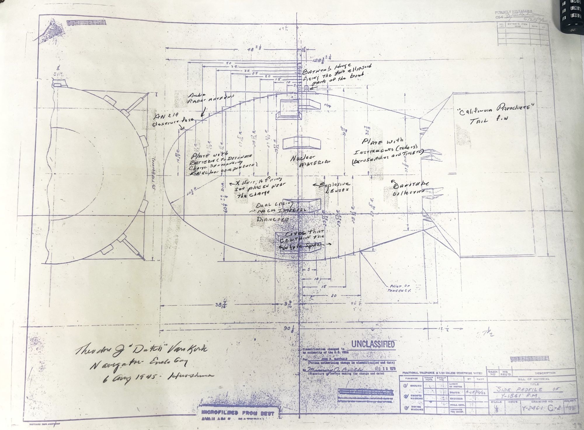 Blueprints of the Atomic Bomb with handwritten explanation of its ...
