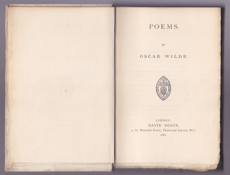 BIBLIO | Poems. by Oscar Wilde | Hardcover | 1881 | David Bogue