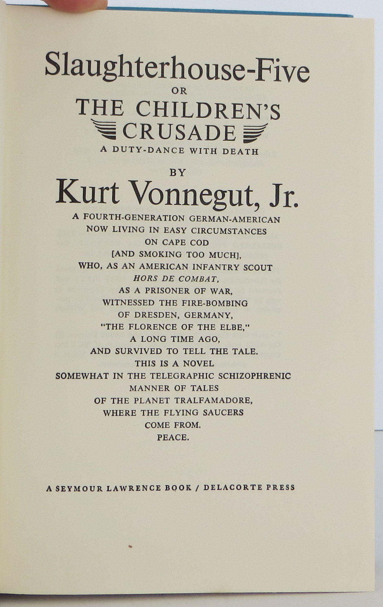 Slaughterhouse-Five by Kurt Vonnegut | 1969 | Seymour Lawrence Book ...