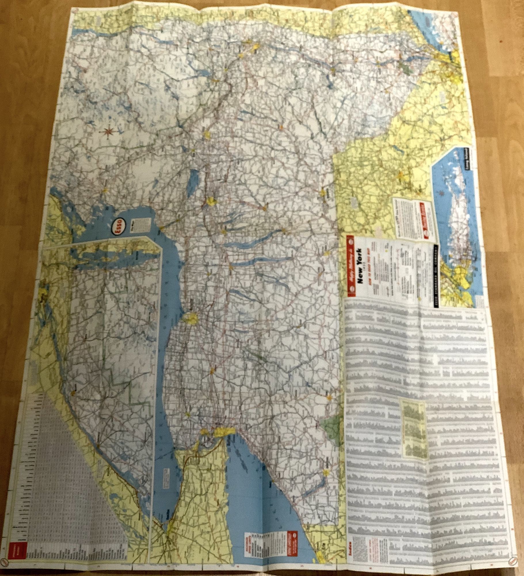 BIBLIO | 1952 New York Road Map with Pictorial Guide, 33 x 24 inches by ...