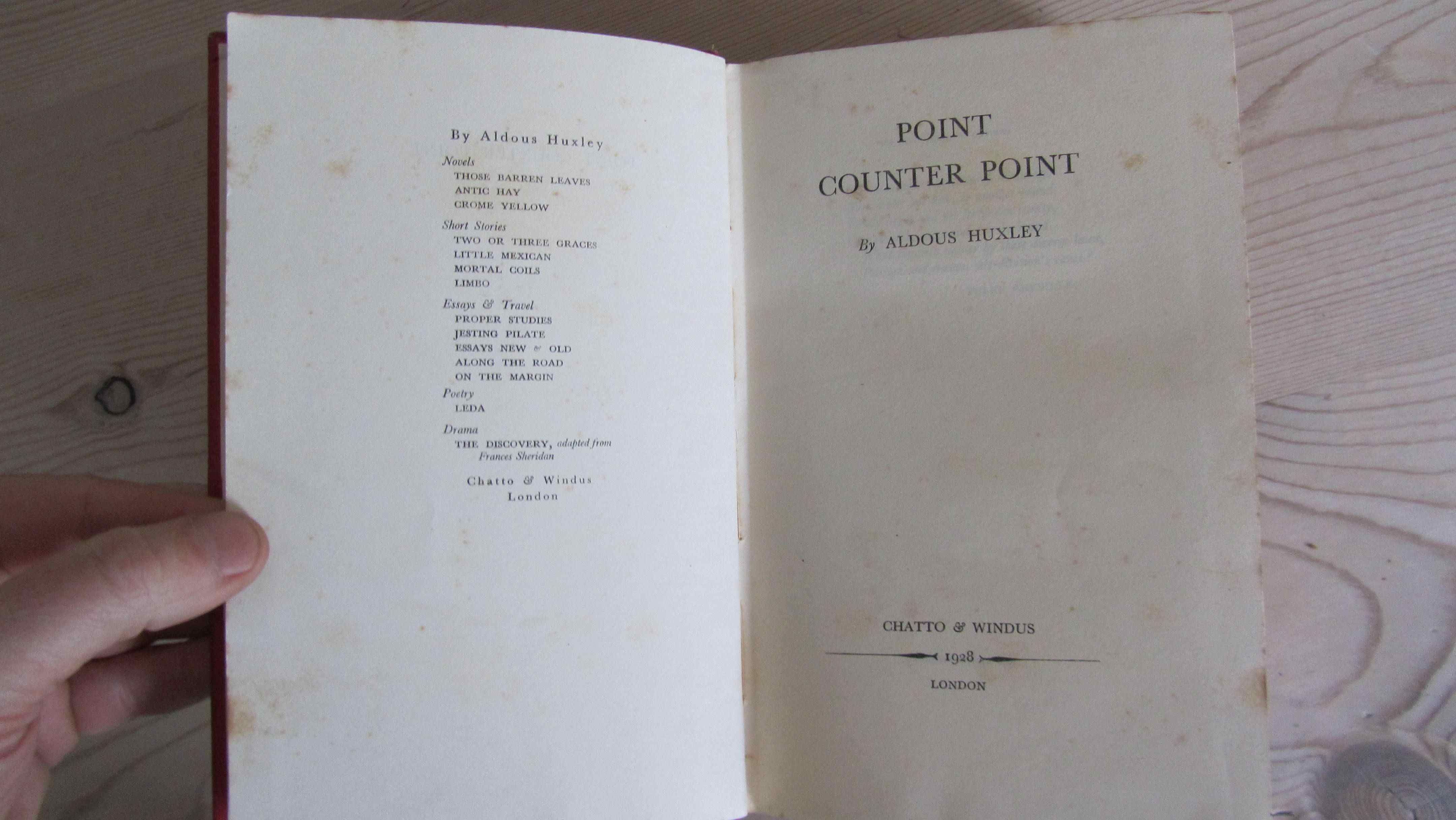 Point Counterpoint by Aldous Huxley | Red cloth with black titling to ...
