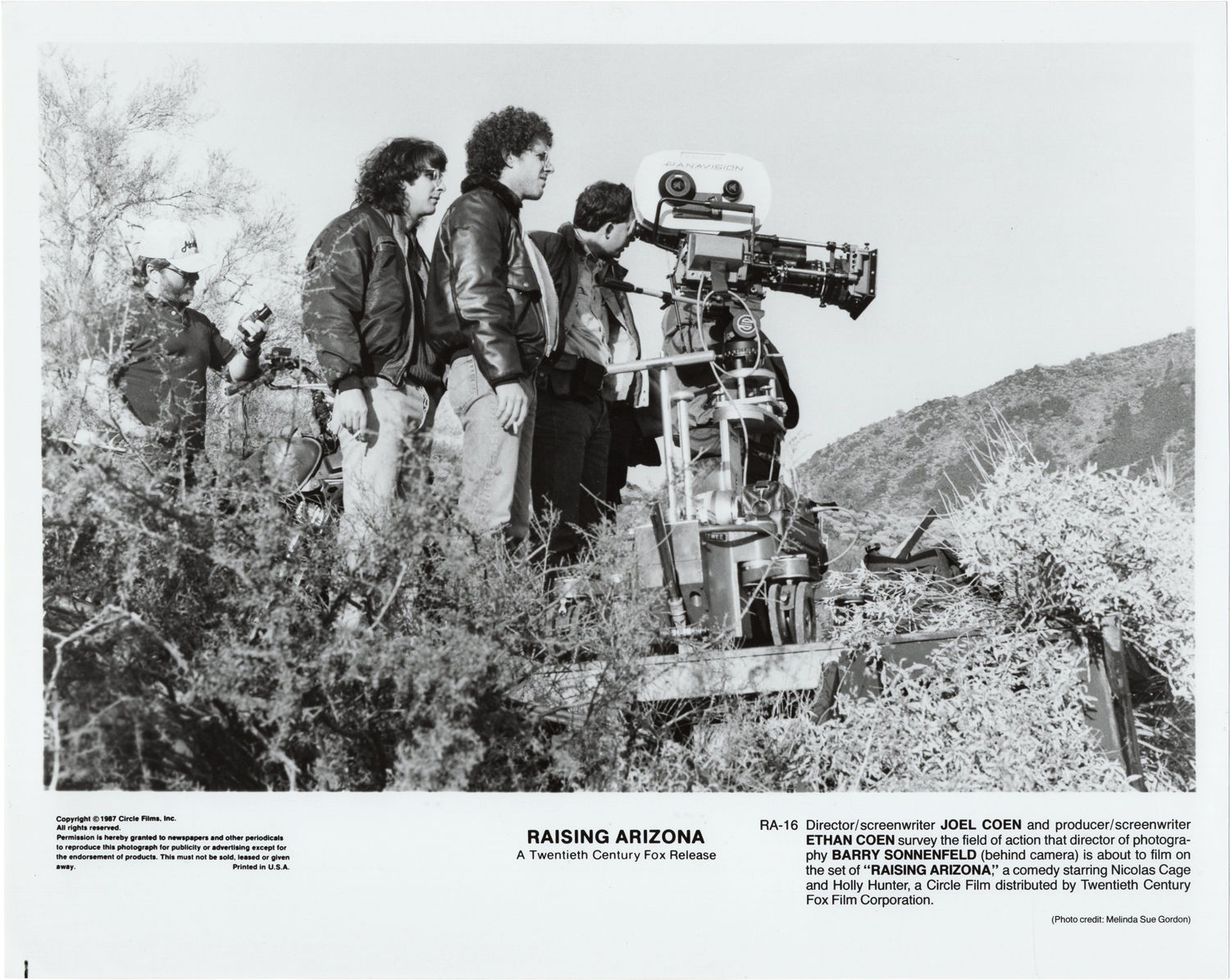 Raising Arizona (Two original photographs from the set of the 1987 film ...