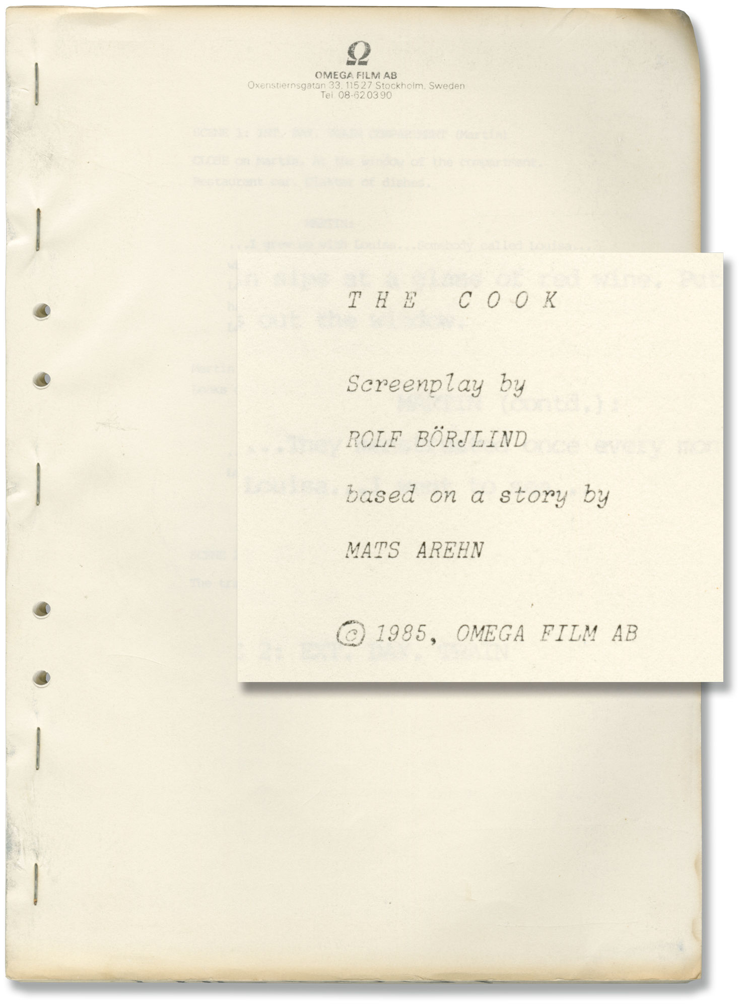 The Cook (Original screenplay for the 2005 film) by Ralph Carlsson ...