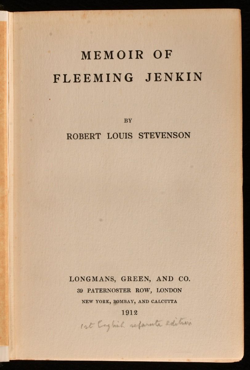 Memoir of Fleeming Jenkin by Robert Louis Stevenson - Hardcover - 1912 ...