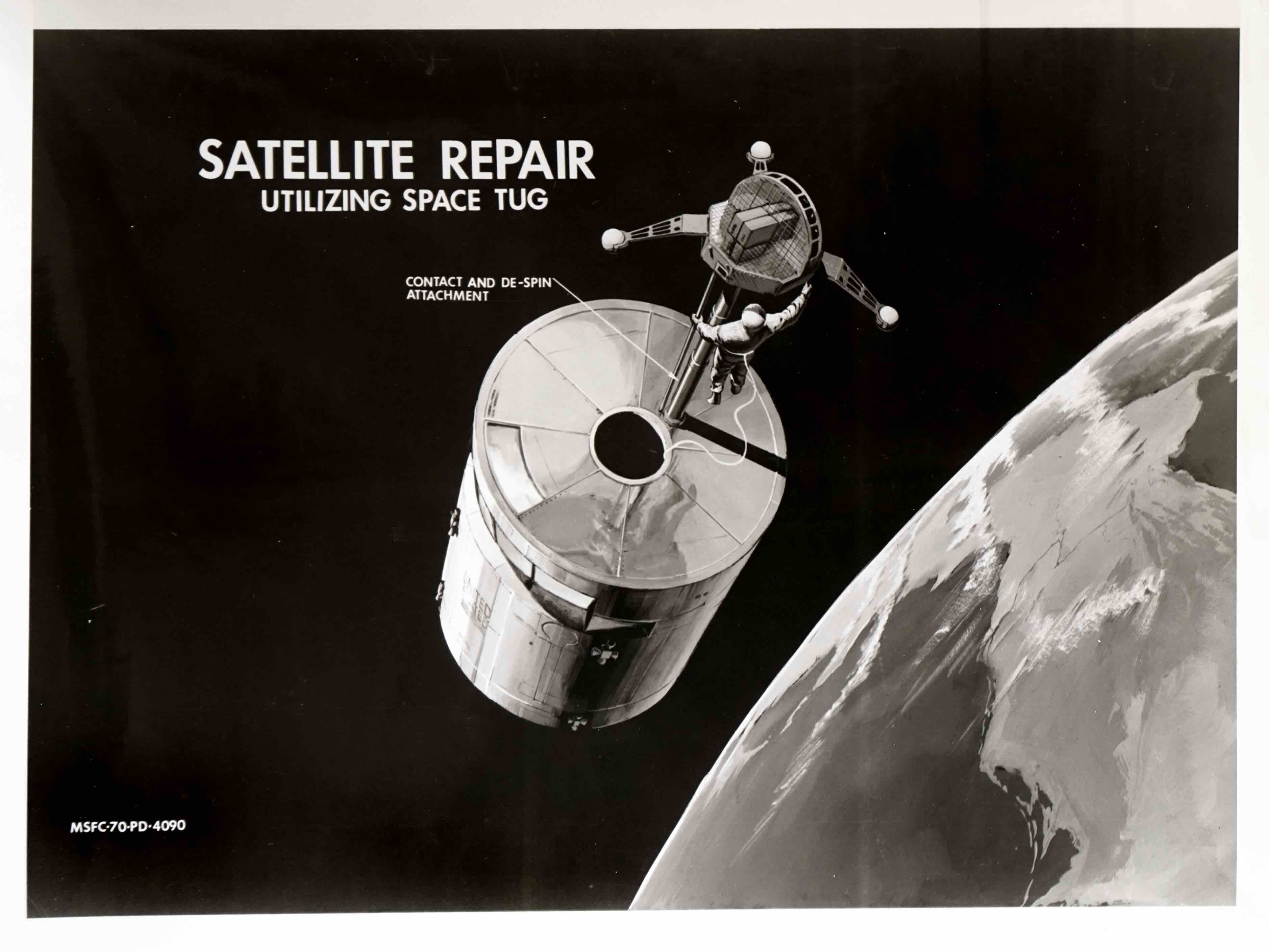 NASA press photo showing an artist’s concept for a space tug being used ...