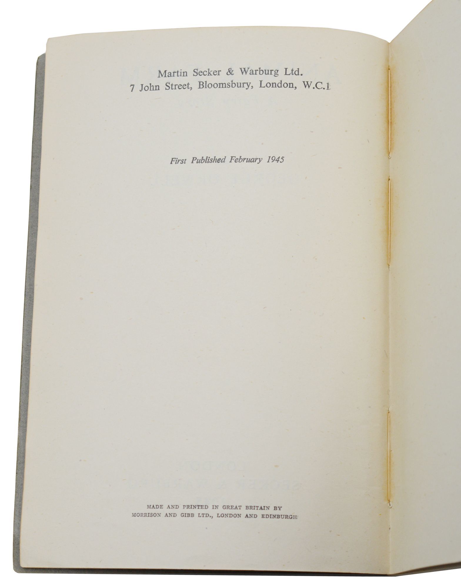 Animal Farm: A Fairy Story by Orwell, George | 1945 | Secker & Warburg ...