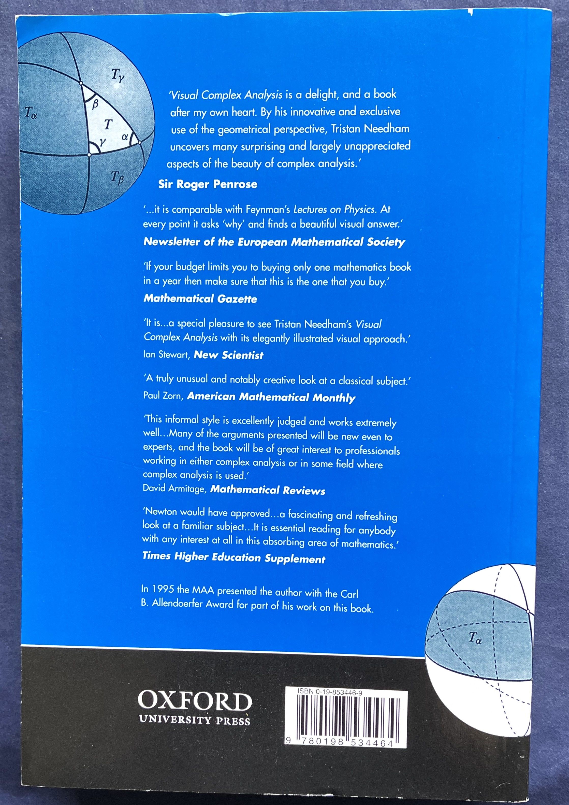 Visual Complex Analysis by Tristan Needham | glossy illustrated | 2002 ...