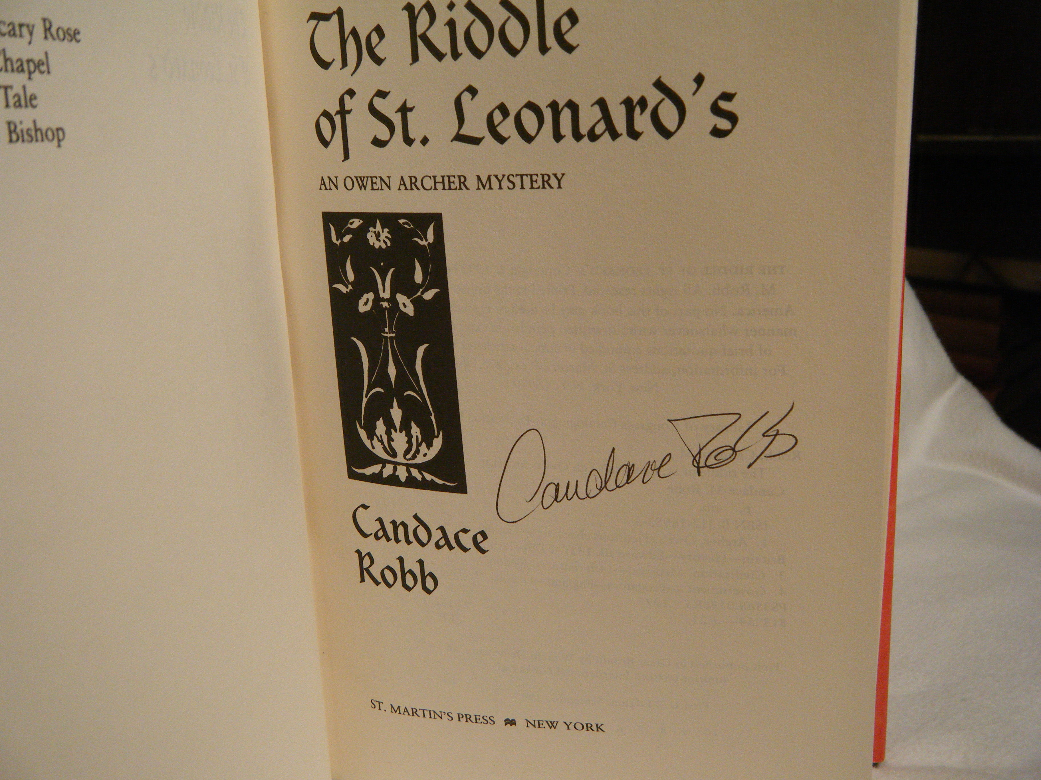 BIBLIO | The Riddle of St. Leonard's by Robb, Candace | Hardcover ...
