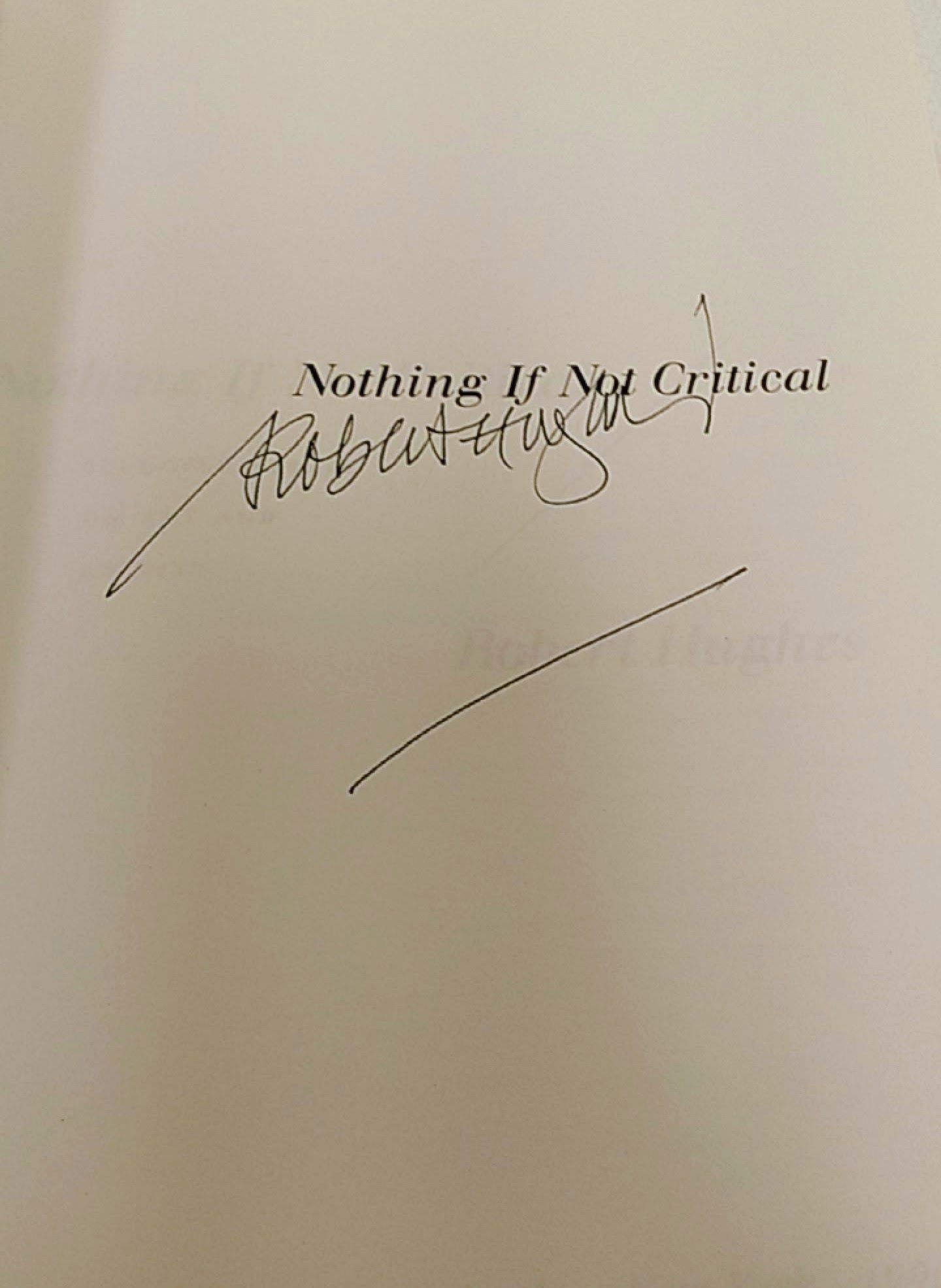 Nothing If Not Critical: Selected Essays on Art and Artists by Hughes ...