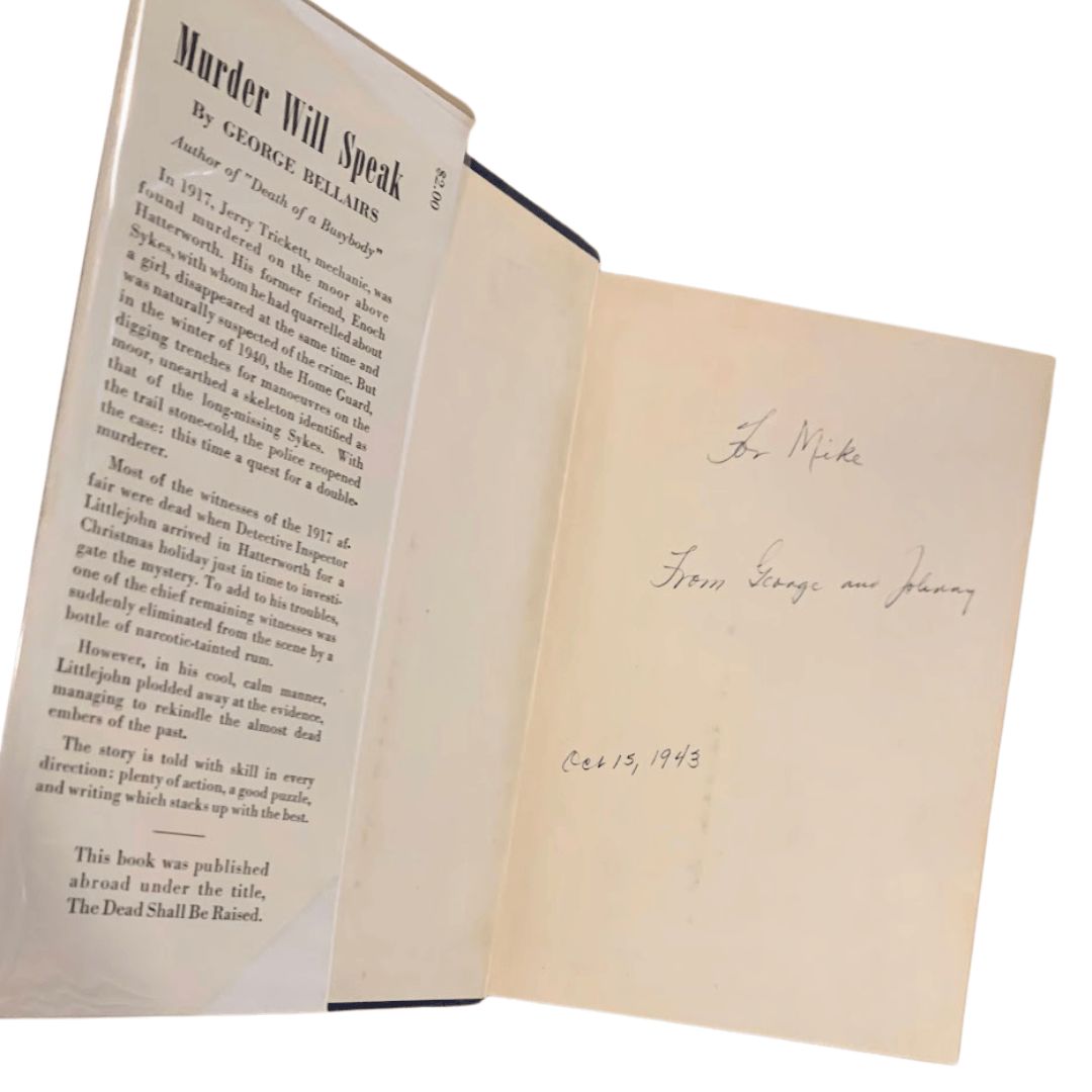 BIBLIO | Murder Will Speak by Bellairs, George | 8vo, 193pp. Inscribed ...