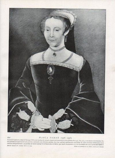 LAMINA V10087: Retrato de Maria Tudor, por Antonio Moro by Varios ...