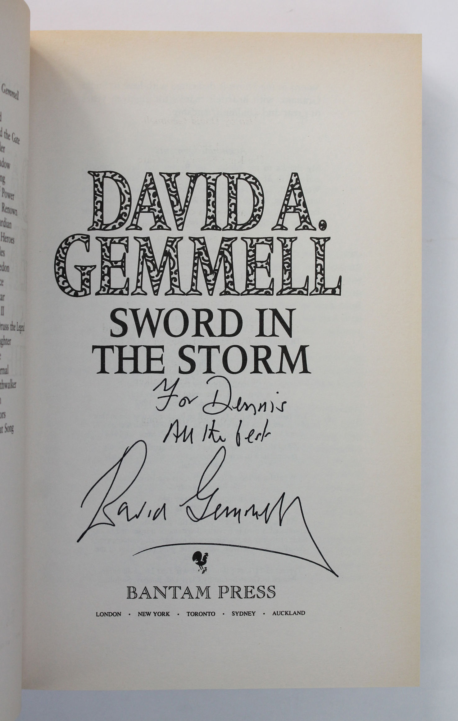 BIBLIO | SWORD IN THE STORM Book One In The Rigante Series. by Gemmell ...