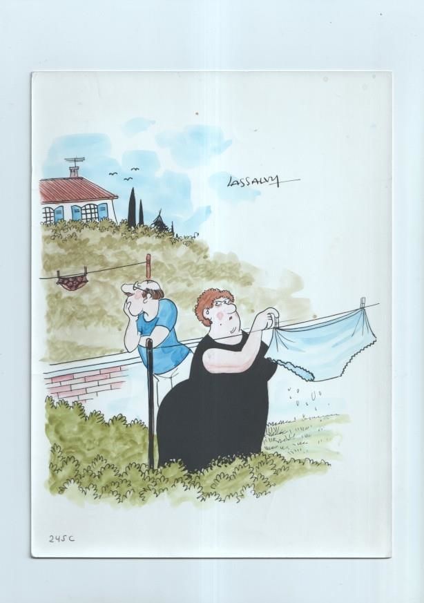 Cartulina con ilustracion de Lassalvy (numerado 88 en trasera) Biblio