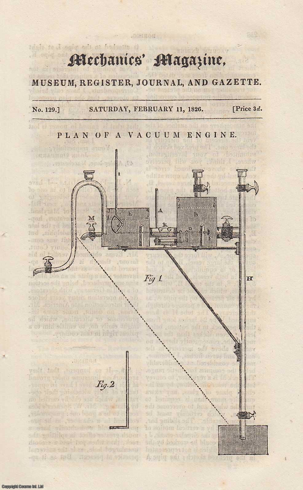 Plan of a Vacuum Engine; A Machine For Pressing Straw Bonnets ...