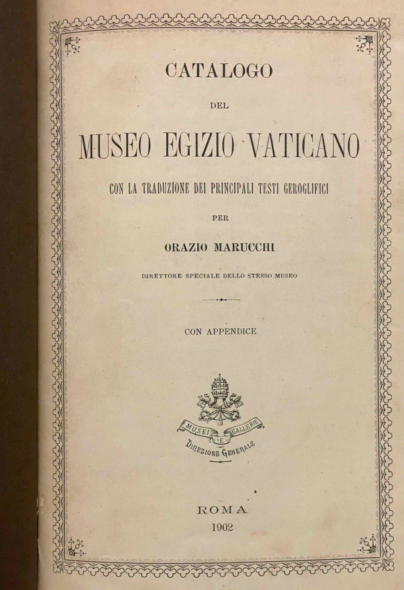 Catalogo del museo egizio vaticano by MARUCCHI Orazio | Biblio