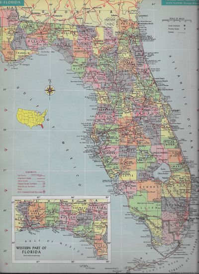 Florida, Color Map 1962 | C. S. Hammond & Company | Biblio