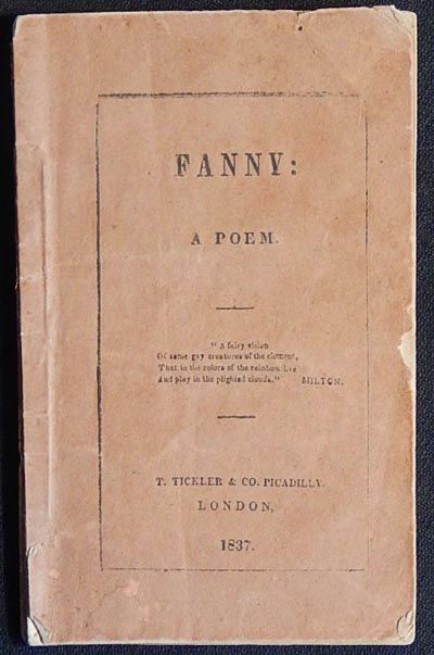 Fanny: A Poem by Halleck, Fitz-Greene | Paperback | 1837 | T. Tickler ...