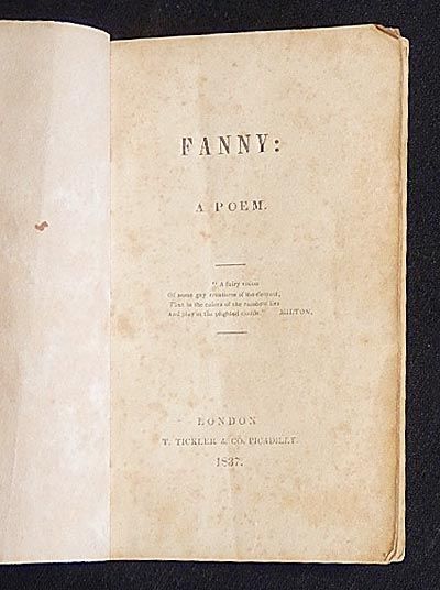 Fanny: A Poem by Halleck, Fitz-Greene | Paperback | 1837 | T. Tickler ...