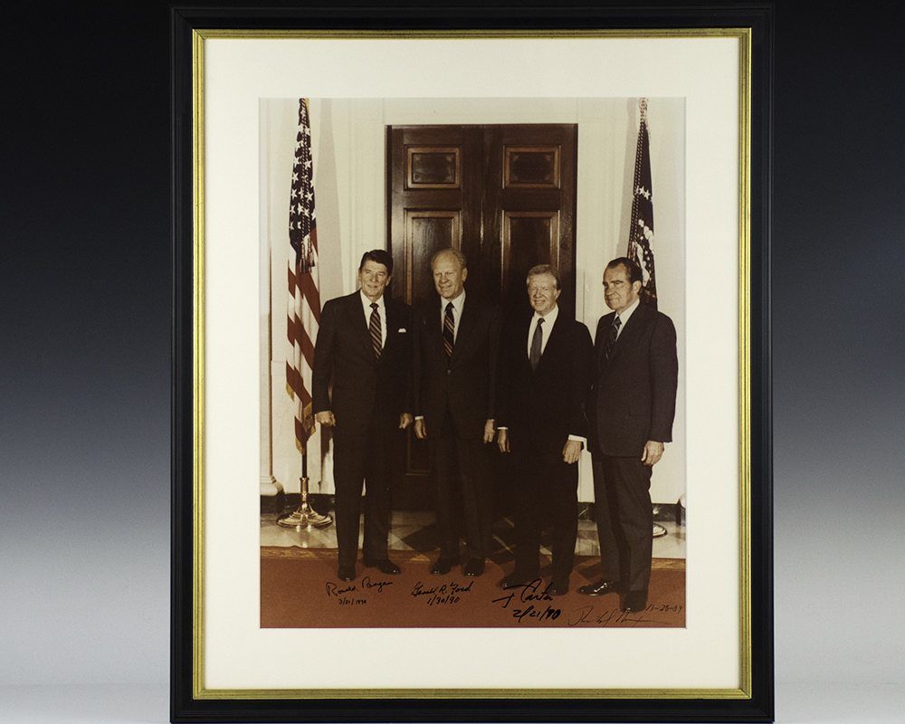 Photograph of Presidents Ronald Reagan, Gerald Ford, Jimmy Carter and ...