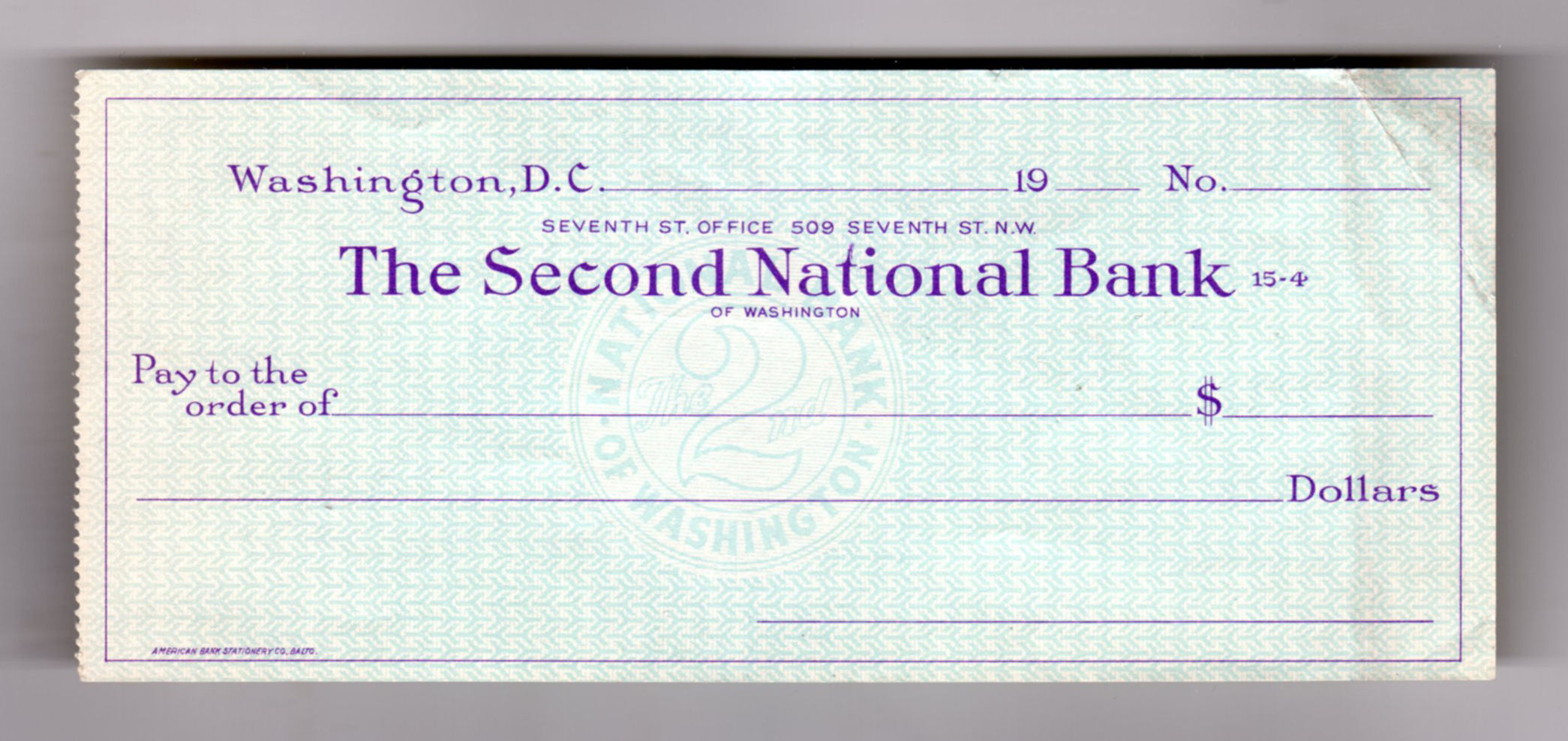 Ephemera: Second National Bank Counter Check by [Ephemera] | Soft cover ...
