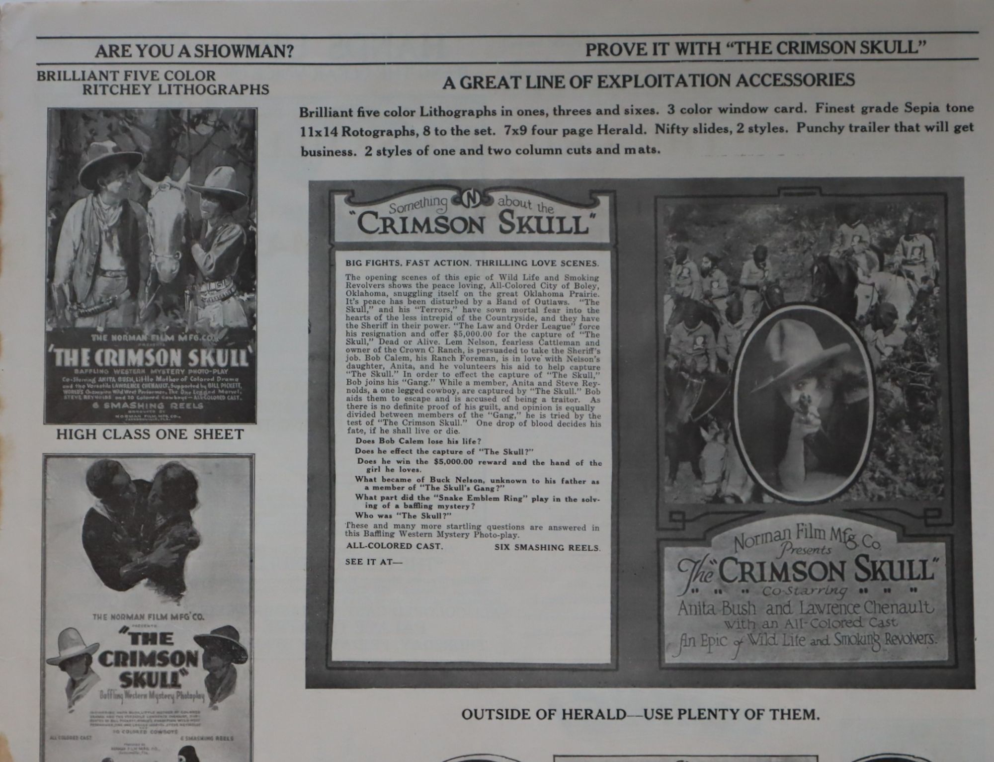 The Norman Film Mfg.Co. Presentsthe Crimson Skull Baffling Western ...