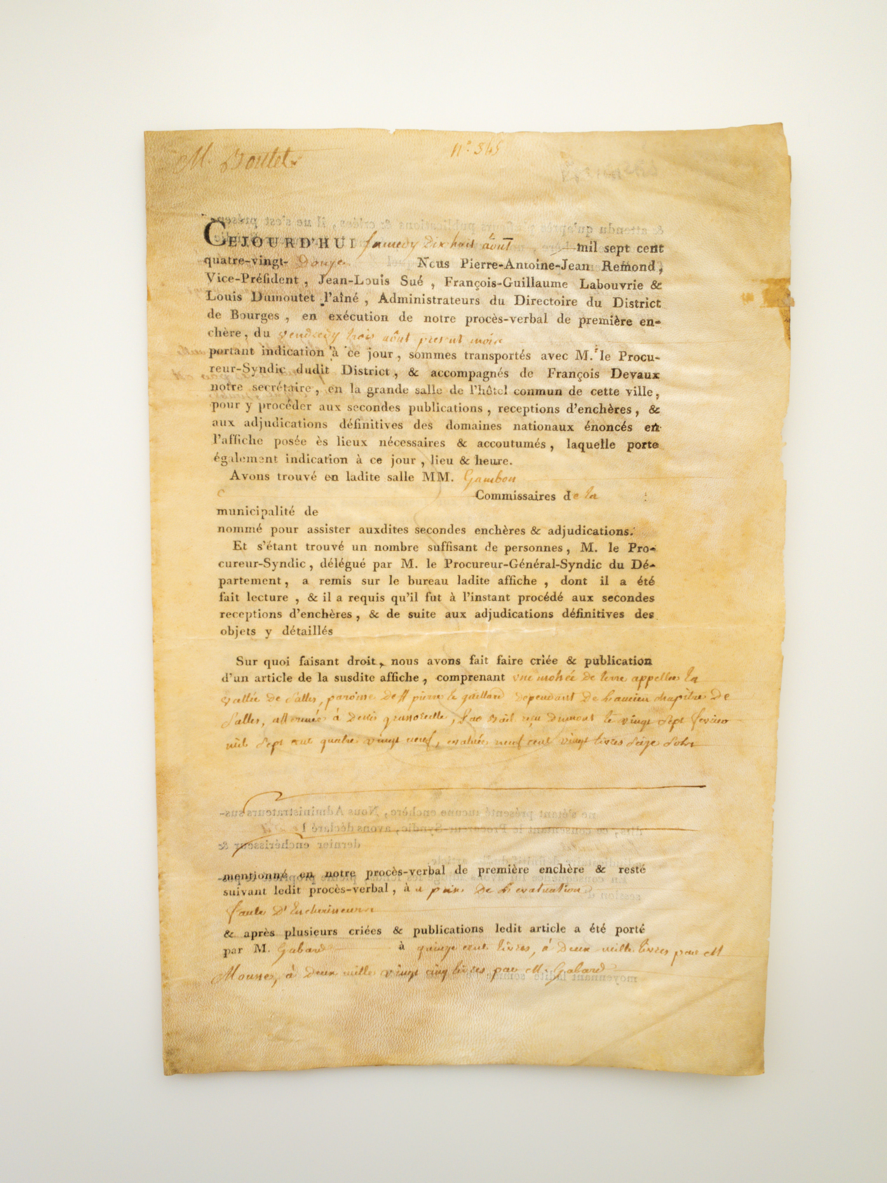 1792 French Revolutionary Order of Estate Forfeiture After Mass ...