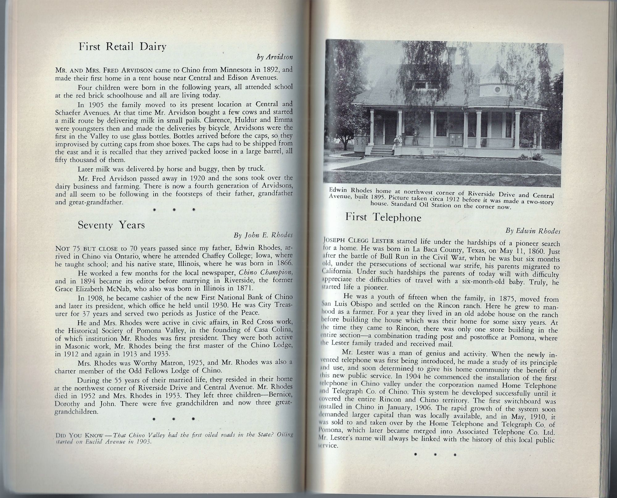 Chino 1887-1962 [Cover title: Chino Valley, Where Everything Grows]