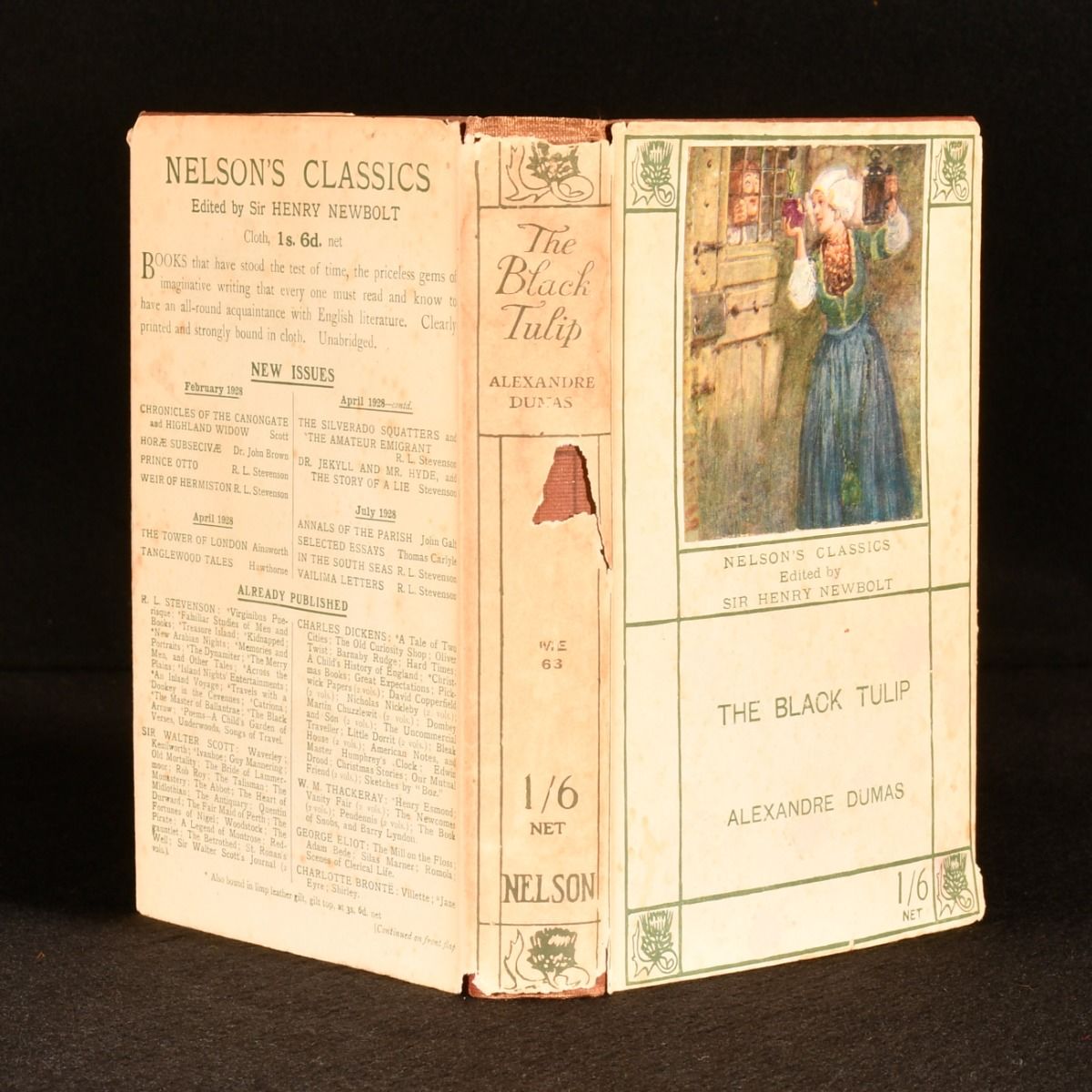 BIBLIO | The Black Tulip by Alexandre Dumas | Cloth | c1920 | T. Nelson and Sons, Ltd