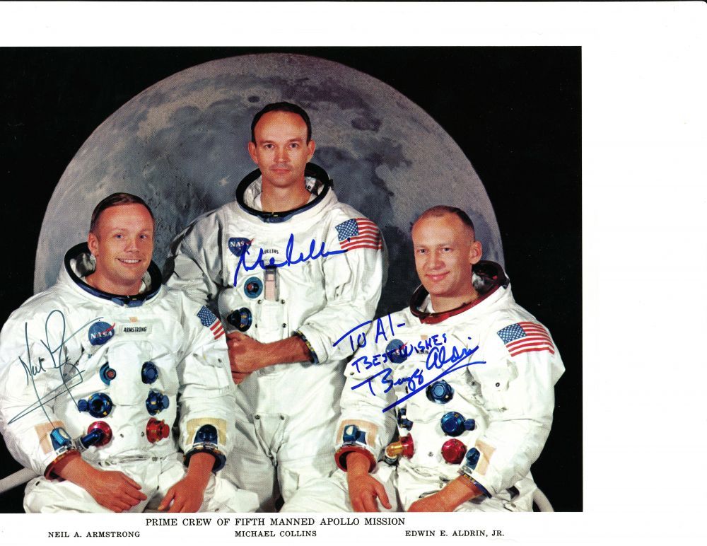 Signed color NASA photograph, 4to, captioned, "Prime Crew of Fifth ...