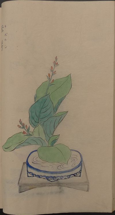 An exceedingly rare, Japanese literati ikebana manuscript, done at the ...