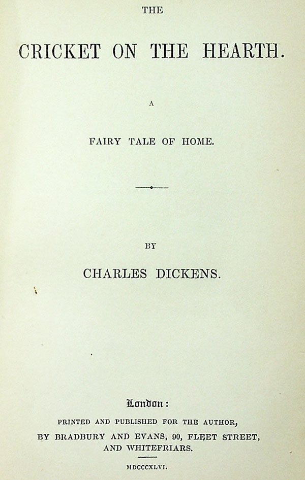 The Cricket on the Hearth: A Fairy Tale of Home by DICKENS, Charles ...