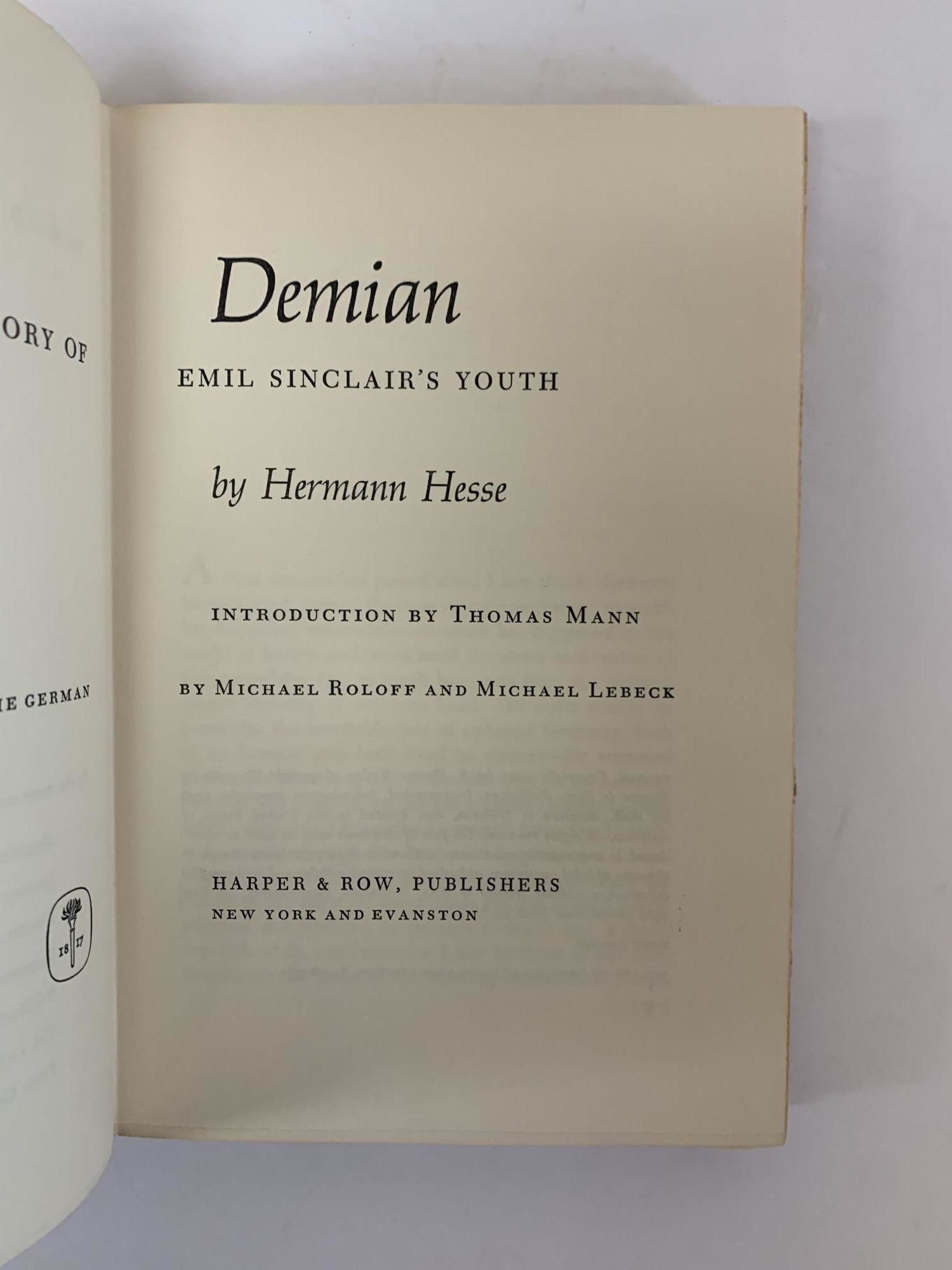 DEMIAN: THE STORY OF EMIL SINCLAIR'S YOUTH by Hesse, Hermann; Mann, Thomas [introduction ...