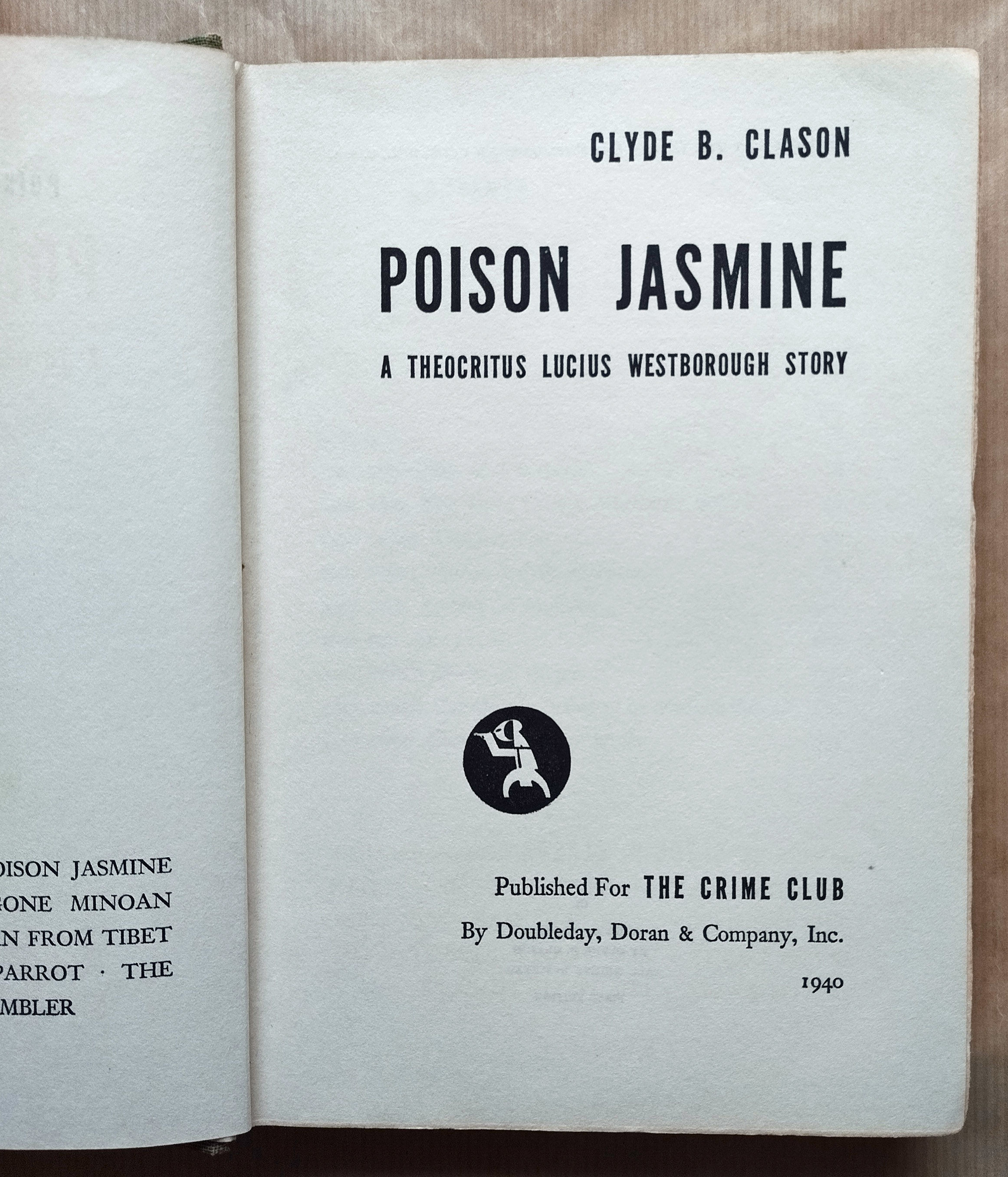 BIBLIO | Poison Jasmine by CLASON, Clyde B | Cloth | 1940 | Doubleday ...