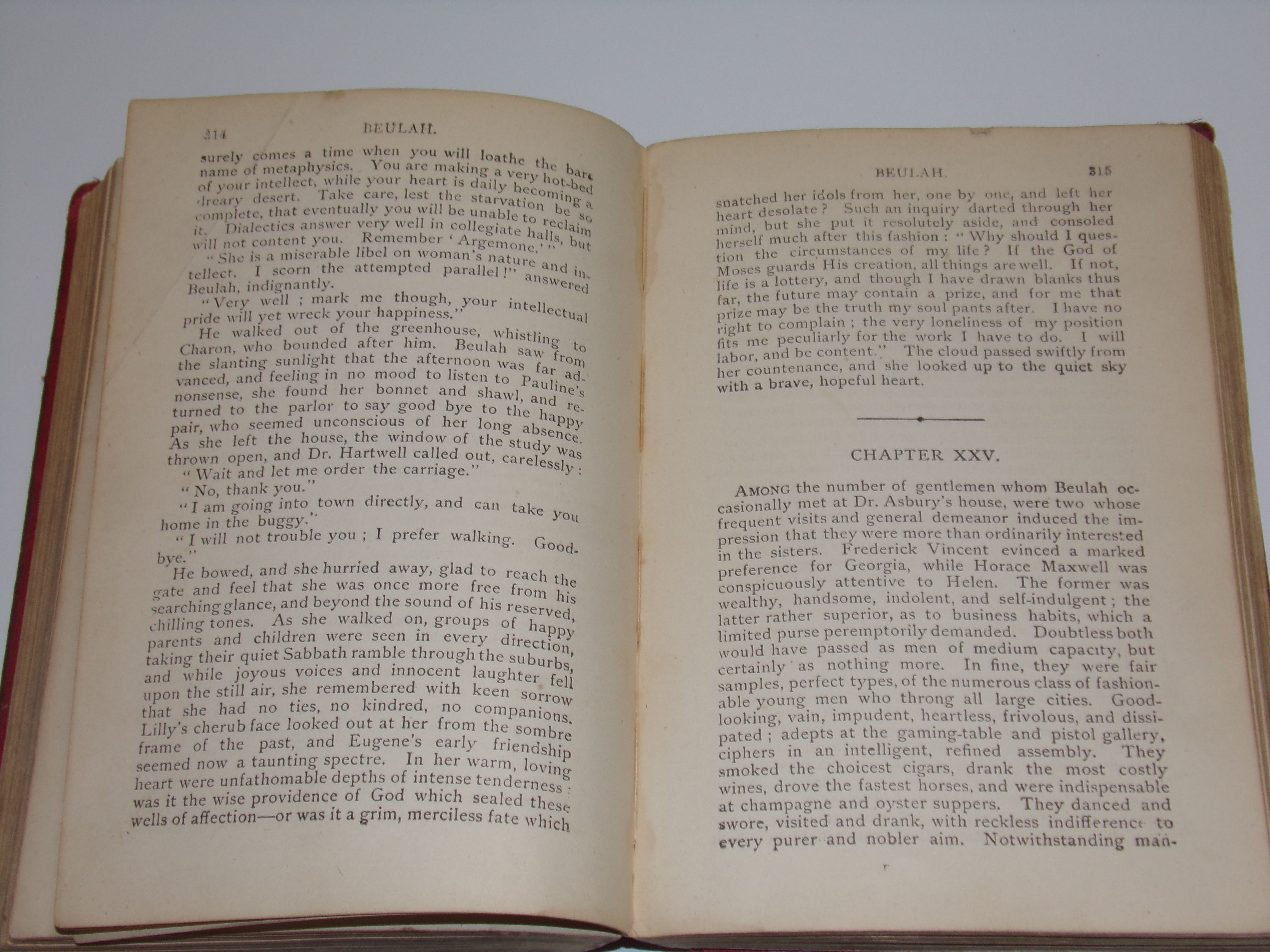 Beulah by Augusta J. Evans | Red cloth over boards with gilt title on ...