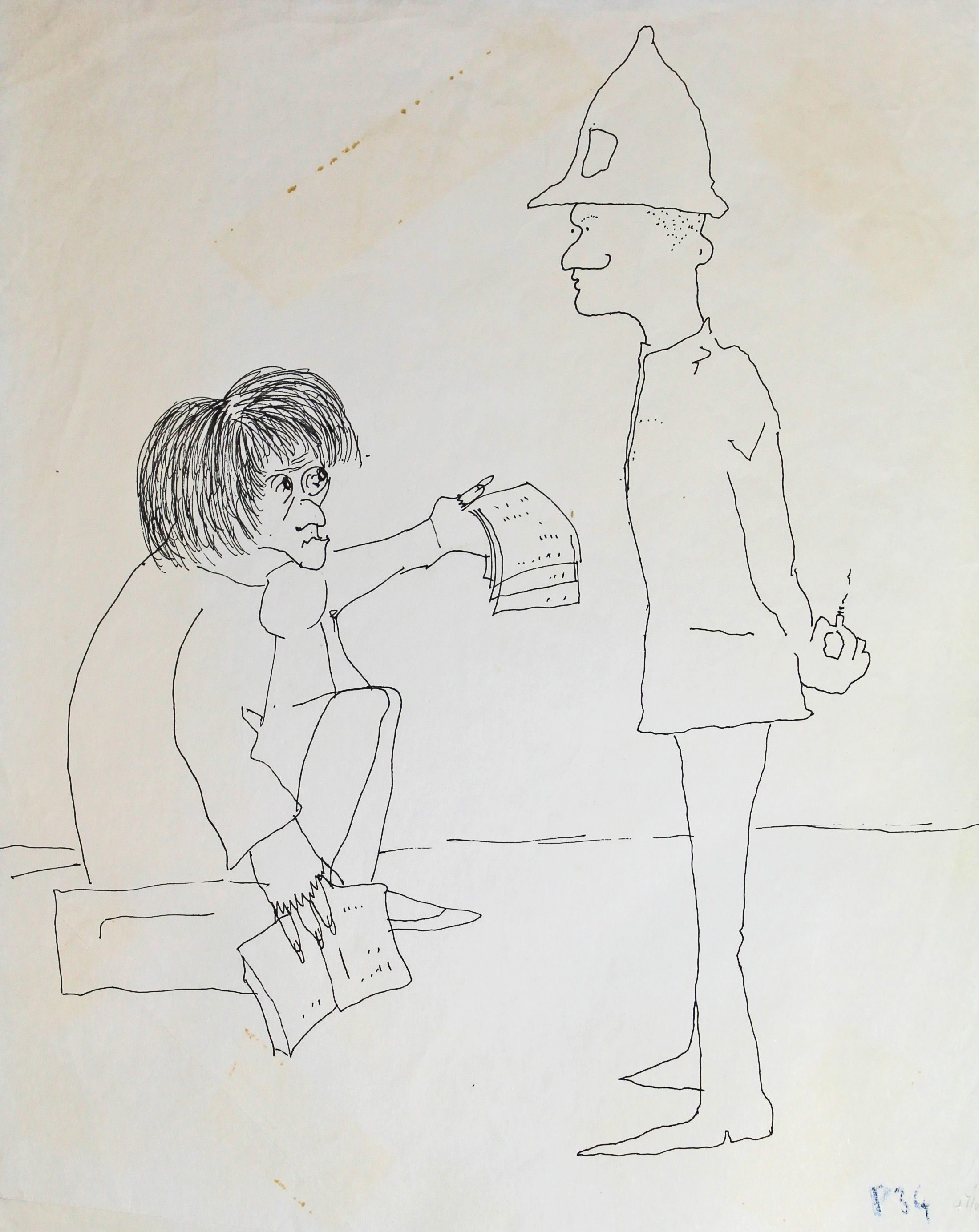 SAD MICHAEL. An original drawing by John Lennon for his first book IN ...