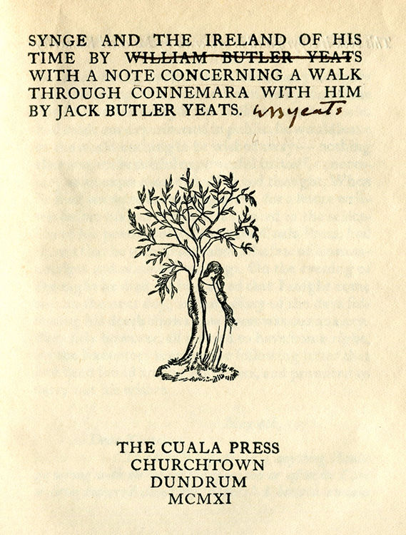 BIBLIO | SYNGE AND THE IRELAND OF HIS TIME; with a Note Concerning a ...
