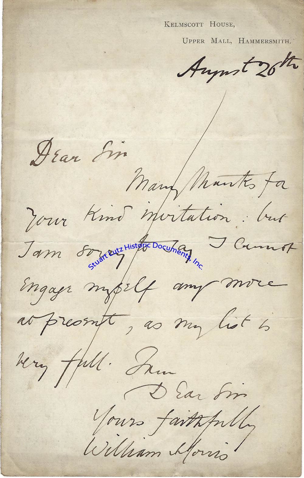 A Rare William Morris Autograph Letter To A Fellow Socialist Activist ...