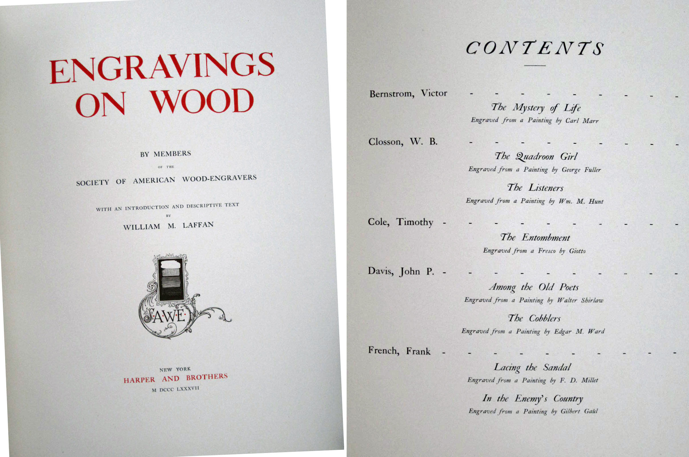 ENGRAVINGS ON WOOD BY MEMBERS OF THE SOCIETY OF AMERICAN WOOD ENGRAVERS ...