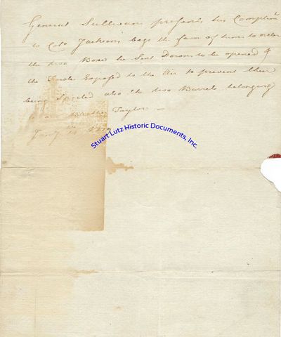 A Scarce Autograph Letter Signed By Major General John Sullivan During ...