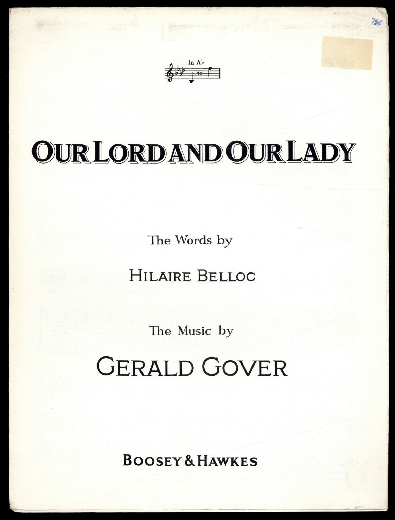 [Sheet music]: Our Lord and Our Lady by BELLOC, Hilaire, words by, and ...