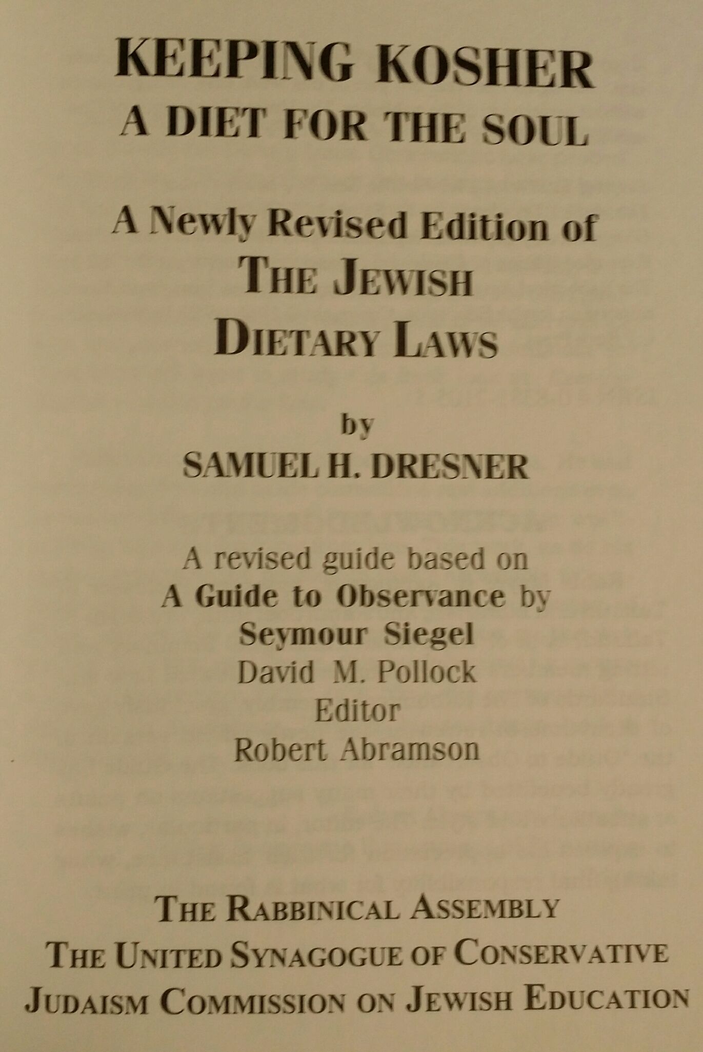 Jewish Dietary Laws by SAMUEL H. DRESNER | Paperback | 1980-06 | United ...
