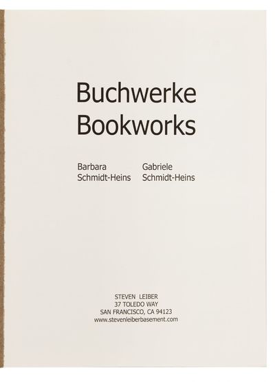 Buchwerke Bookworks: Barbara Schmidt-Heins, Gabriele Schmidt-Heins by ...