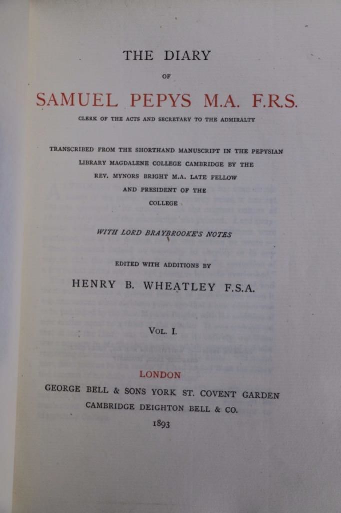 Diary of Samuel Pepys by Samuel Pepys | Hardcover | 1893 | George Bell & Sons | Biblio
