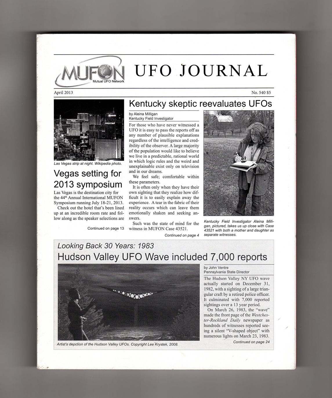 MUFON UFO Journal / April, 2013. Skeptic Re-evaluates UFOs; Hudson ...